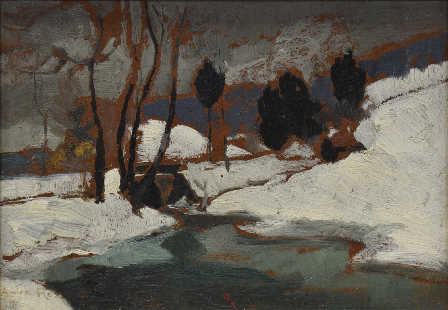 André Roz | Ruisseau dans le Haut-Doubs en hiver | MutualArt