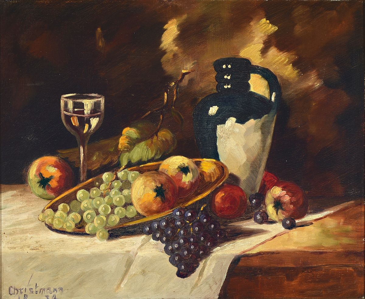 Toni Christmann | still life with fruit with glass and jug | MutualArt