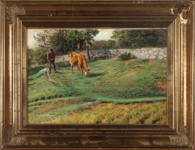 Joakim Skovgaard | A peasant and his cow (1897) | MutualArt