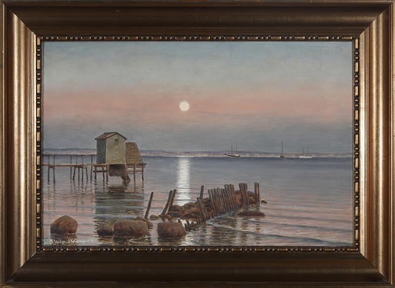 Christian Blache | Coastal scenery with full moon over Øresund (1914 ...