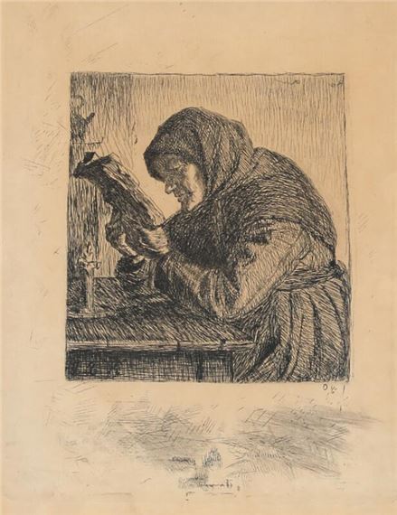 Anna Kirstine Ancher | Reading old woman (1896) | MutualArt
