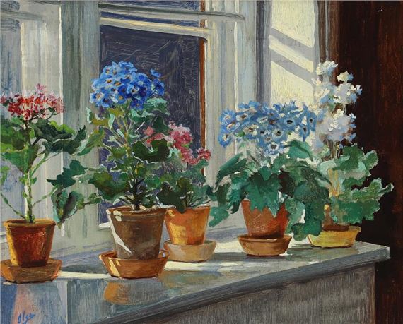 Grand Duchess Olga Alexandrovna | Flowers in a sunny windowsill | MutualArt