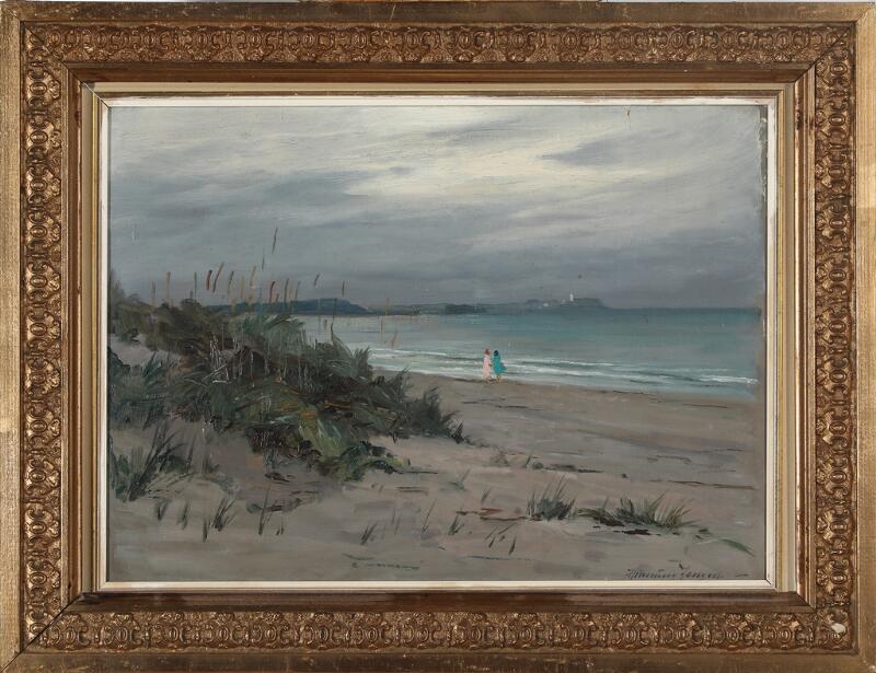 Carlo Christoffe Hornung-Jensen | Coastal scenery with two ladies at Hornbæk beach | MutualArt