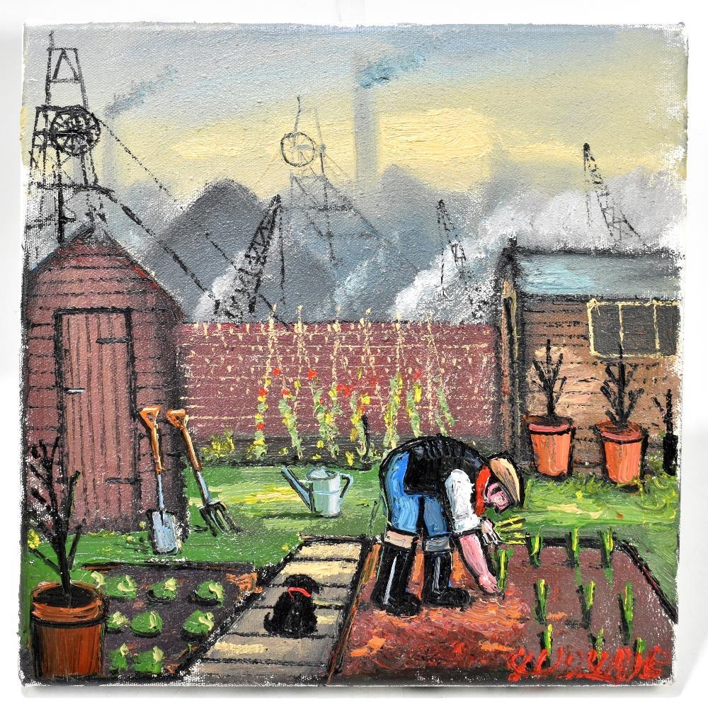 James Downie | garden scene with mine works in the distance | MutualArt