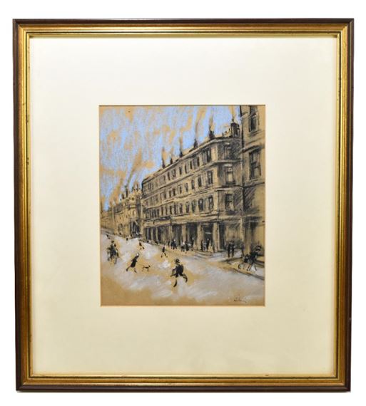 Harold Riley | figures in street scene | MutualArt