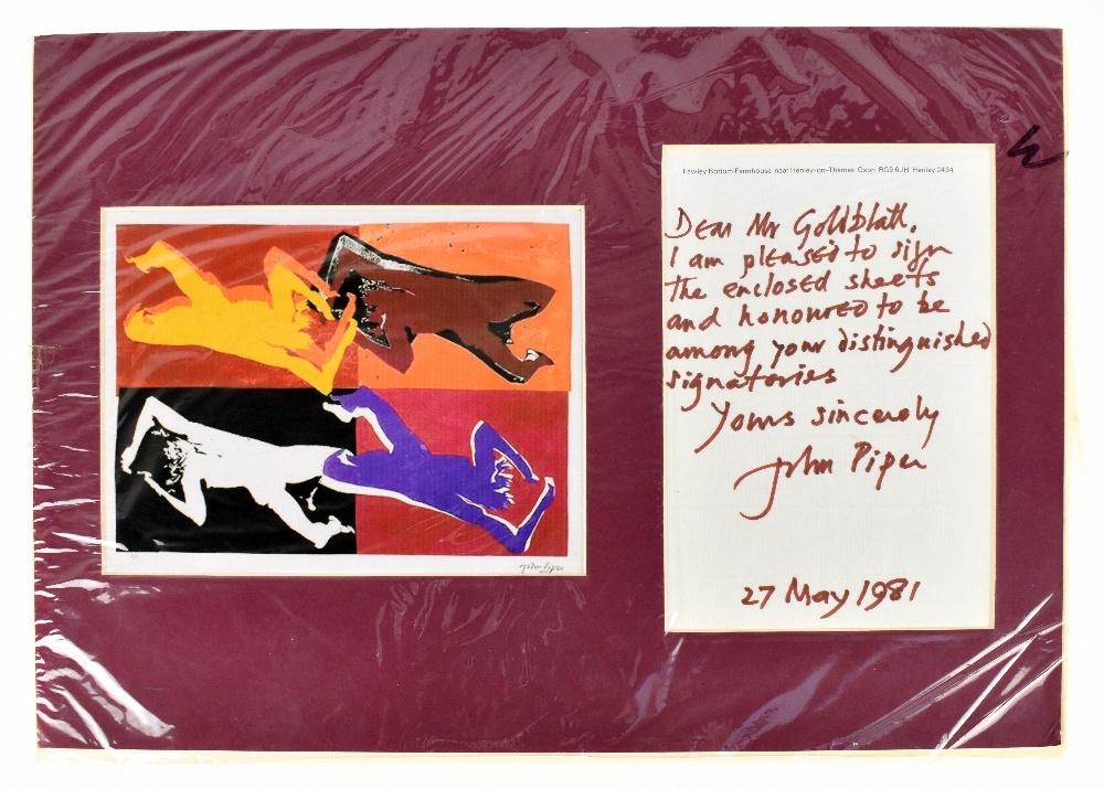 John Piper | a hand written letter to Mr Goldblatt dated 27 May 1981 ...