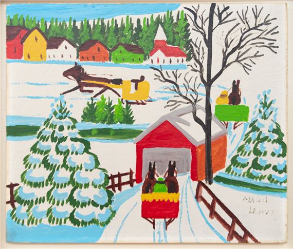 Maud Lewis | Covered Bridge in Winter (1965) | MutualArt