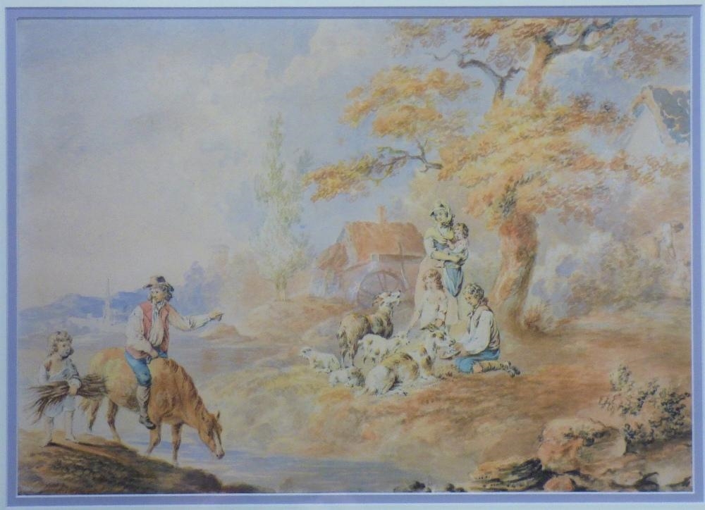 Julius Caesar Ibbetson | rural scene depicting a man on horse with boy ...