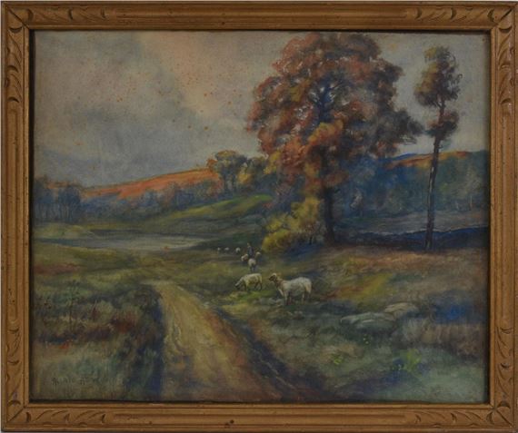 Alfred Addy | Landscape With Sheep | MutualArt