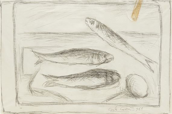 Carlo Carrà | Still life with fish 1963 (1963) | MutualArt