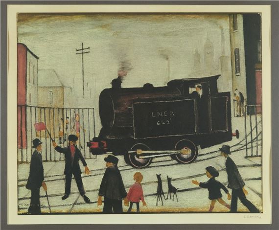 Laurence Stephen Lowry | Level crossing with LNER steam train | MutualArt