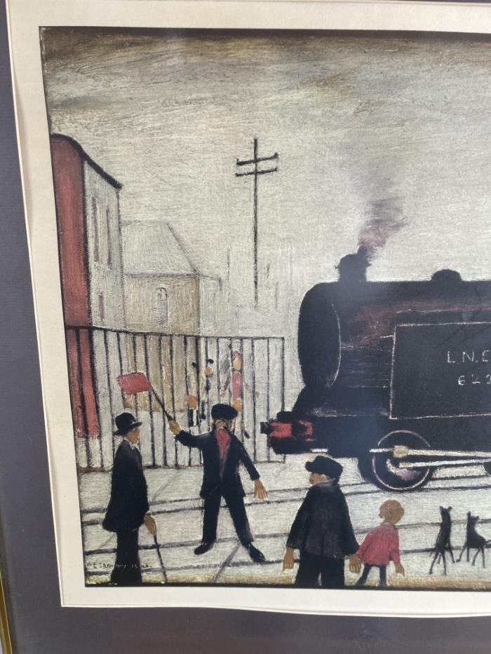 Laurence Stephen Lowry | Level crossing with LNER steam train | MutualArt