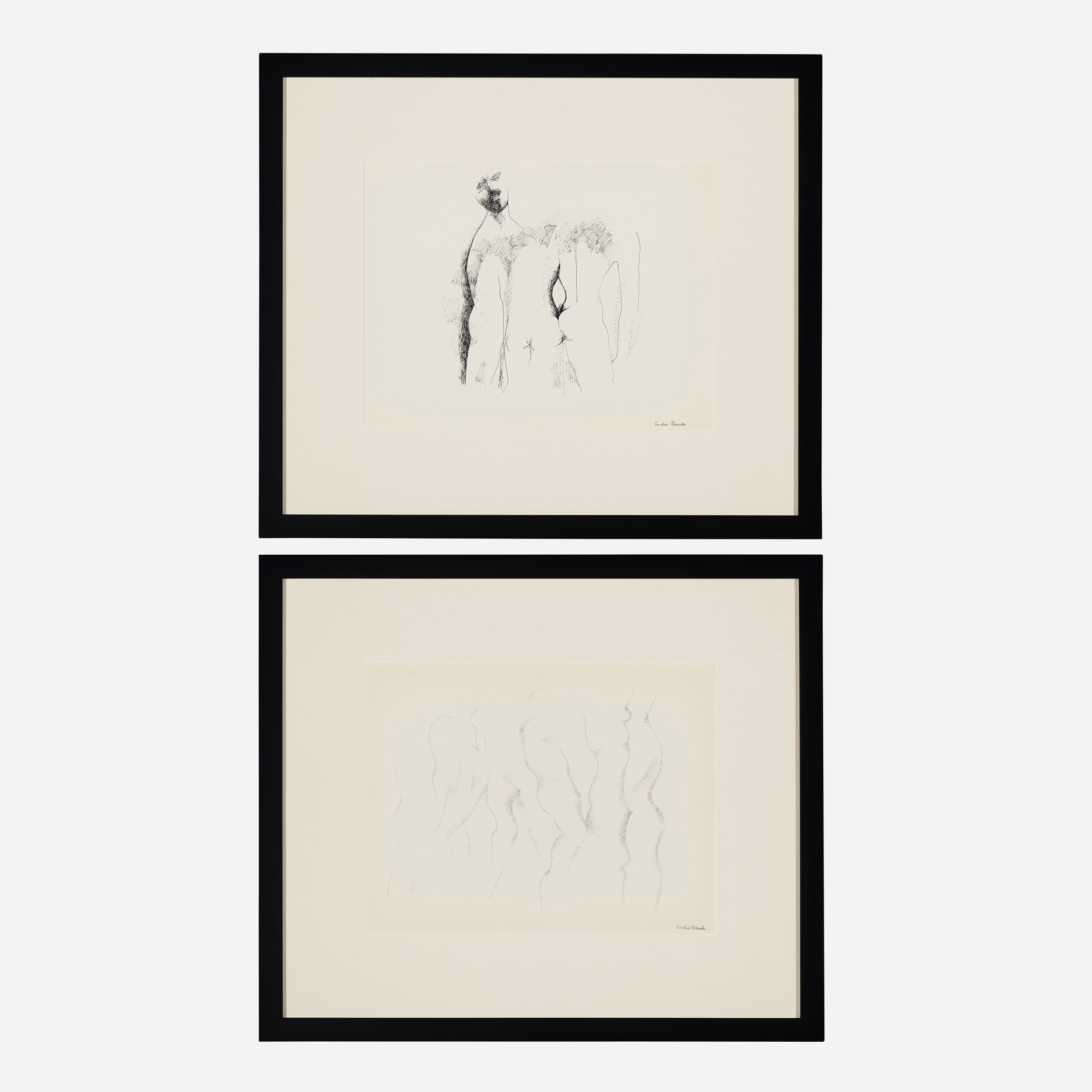 Endre Rozsda | Bataille Secrete three male nudes; Au Kiraly two works ...