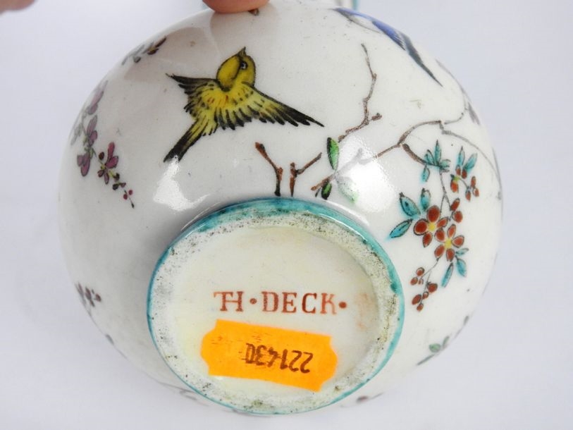 Joseph-Theodore Deck | Earthenware bottle vase decorated in polychrome ...