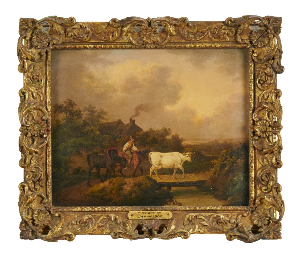 Charles Townley | 1800) oil on panel - rural landscape with a figure on ...