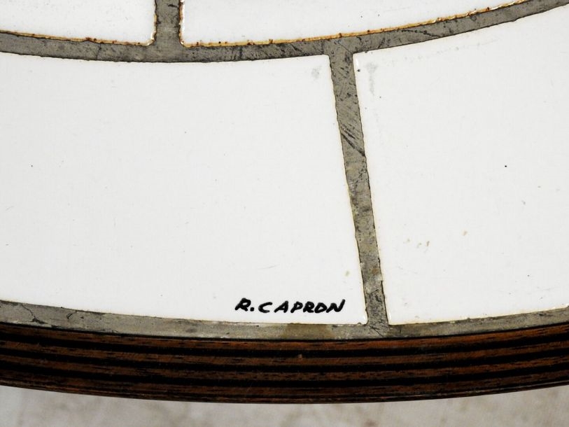 Roger Capron | Oval coffee table with a tray composed of ceramic tiles ...