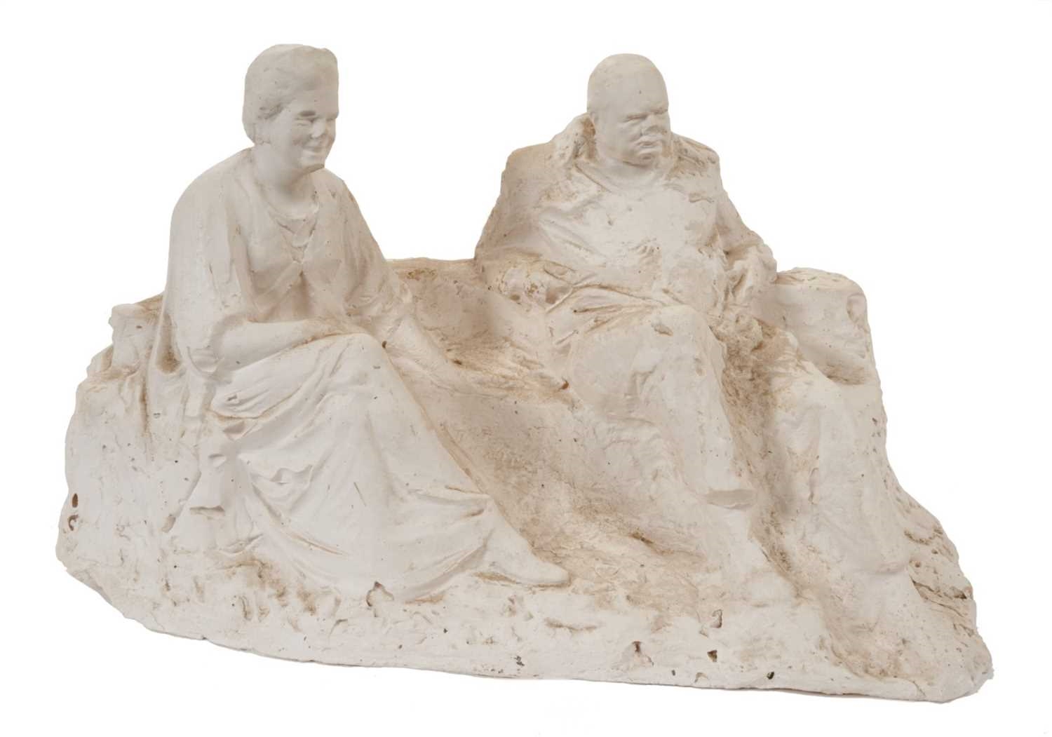 Oscar Nemon | 1985) plaster macquette of Sir Winston Churchill and Lady ...