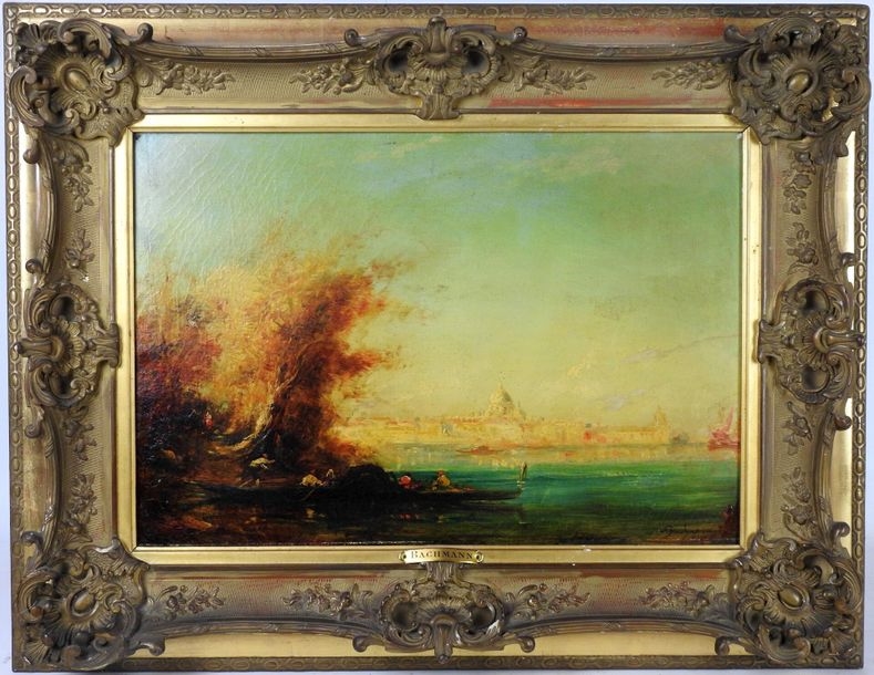 Adolf Bachmann | Gondola in front of Venice | MutualArt