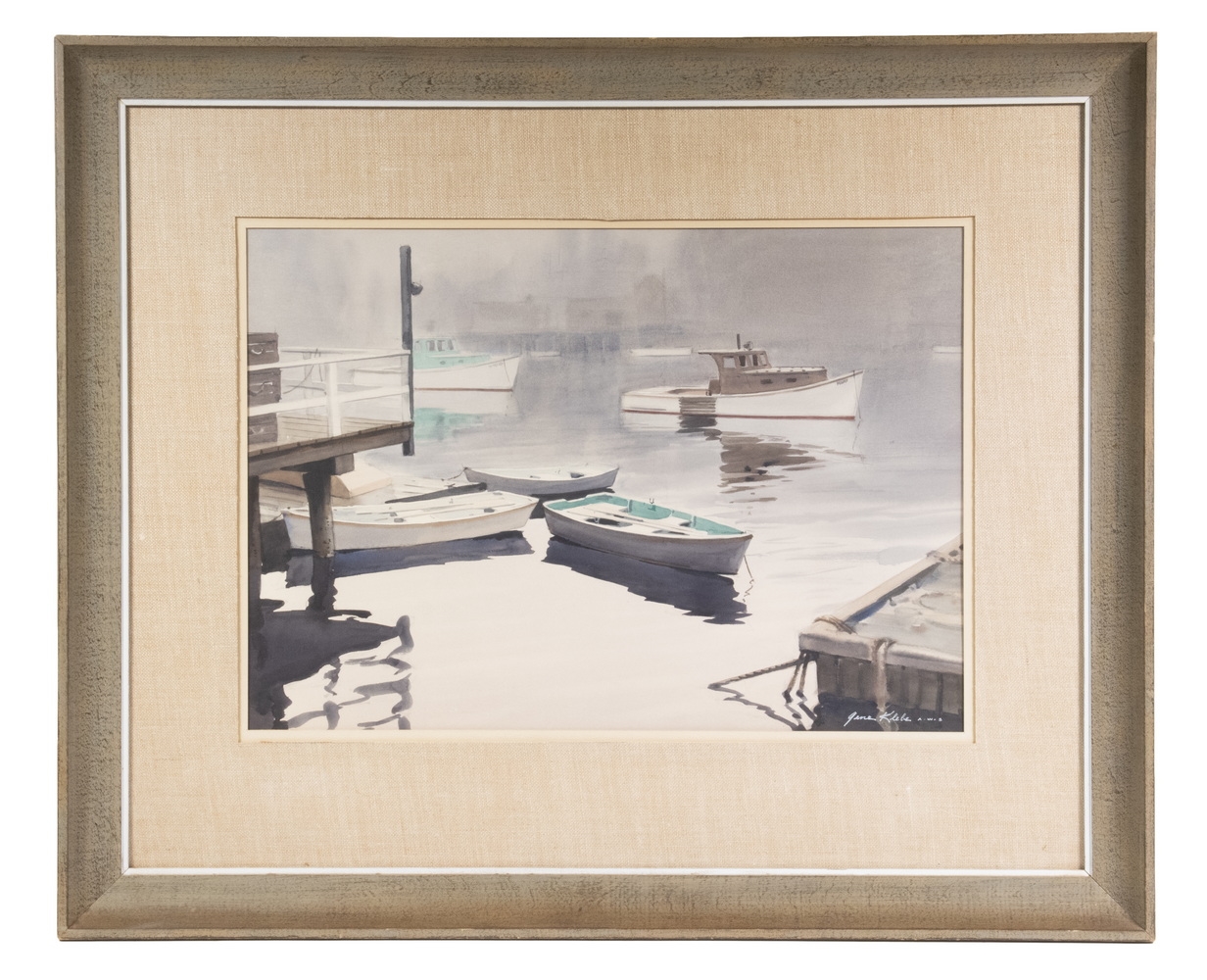 Gene Klebe | Foggy Harbor with Lobster Boats | MutualArt