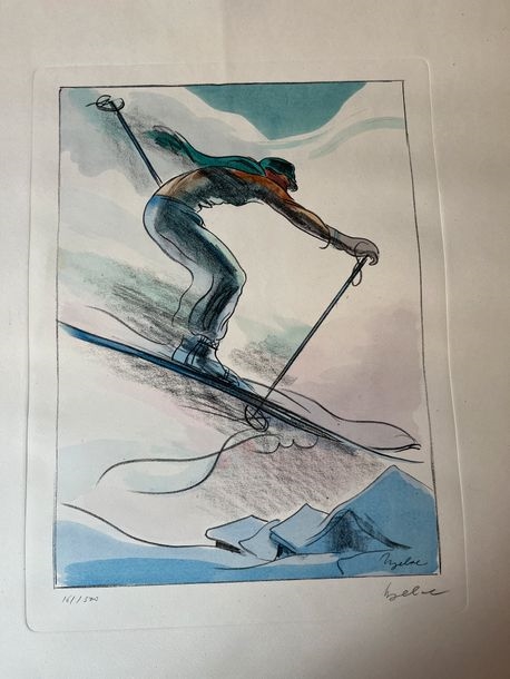 Milivoj Uzelac | Lithographie Ski signée Milivoj Uzelac | MutualArt