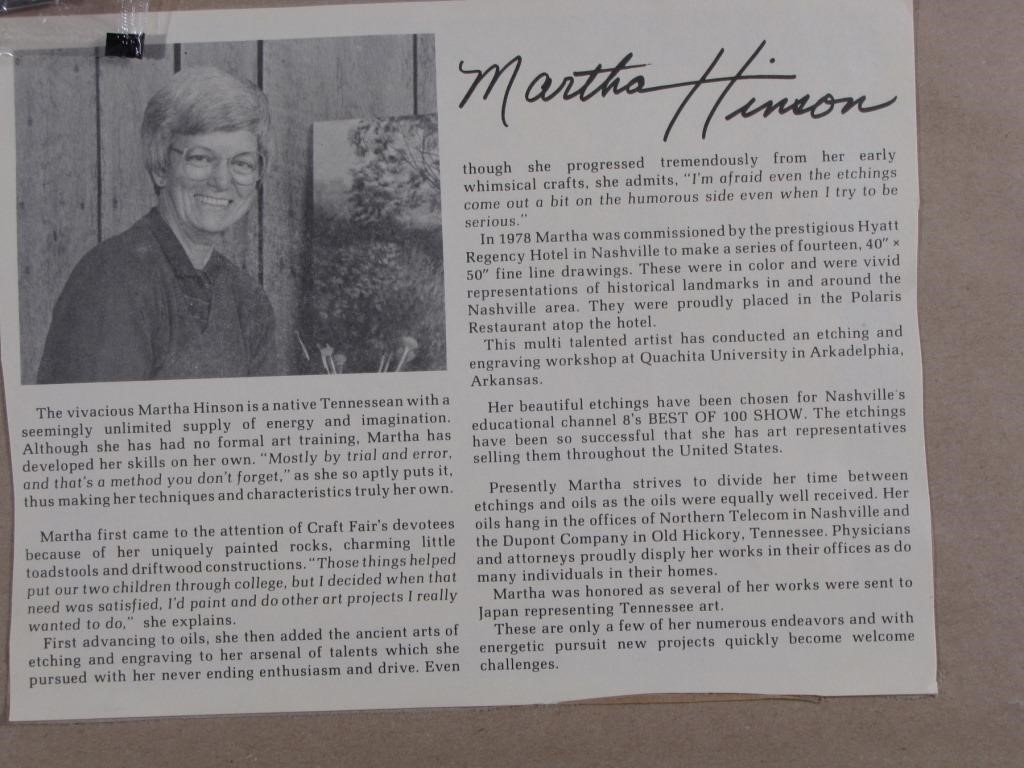 Martha Hinson | Martha Hinson Limited Edition Etching | MutualArt