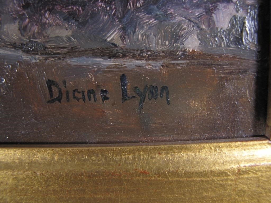 Diane Lyon | Diane Lyon 9x12 O/B Footbridge in Autumn | MutualArt