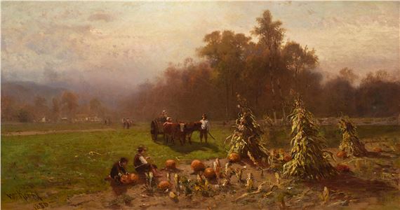William Keith | Pumpkin Pickers (1880) | MutualArt