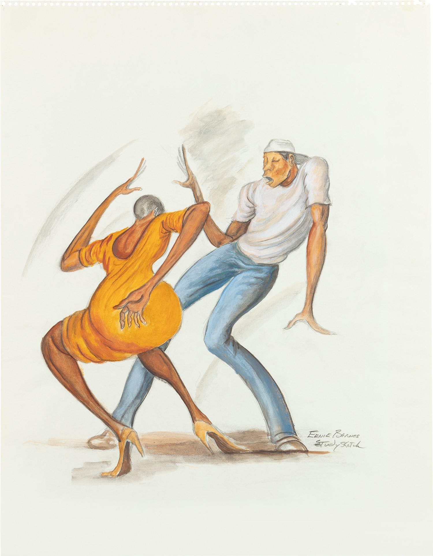 Ernie Barnes | Study Sketch for Dance Couple (Circa 1994) | MutualArt