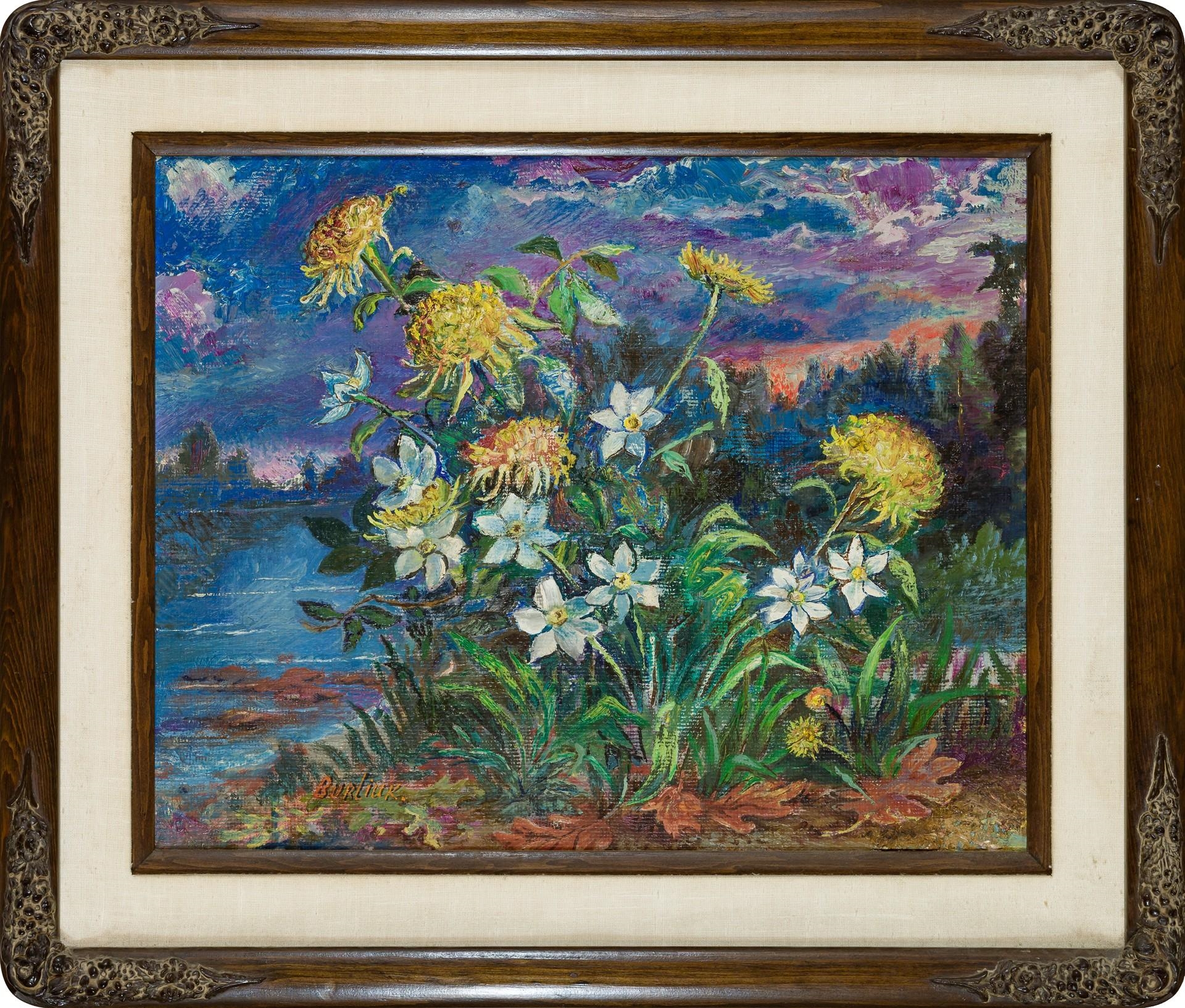 David Burliuk | Flowers by the River | MutualArt