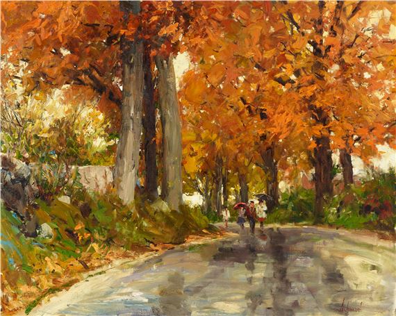 Richard Alan Schmid | Autumn Scene, Children Coming Home from School ...