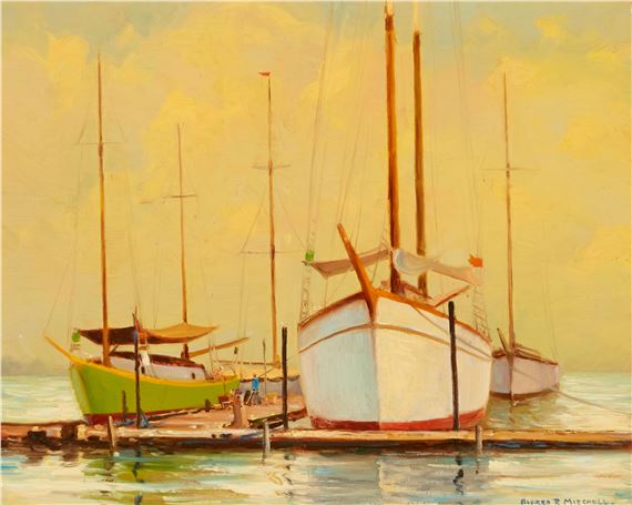 Alfred R. Mitchell | Boats at Harbor | MutualArt