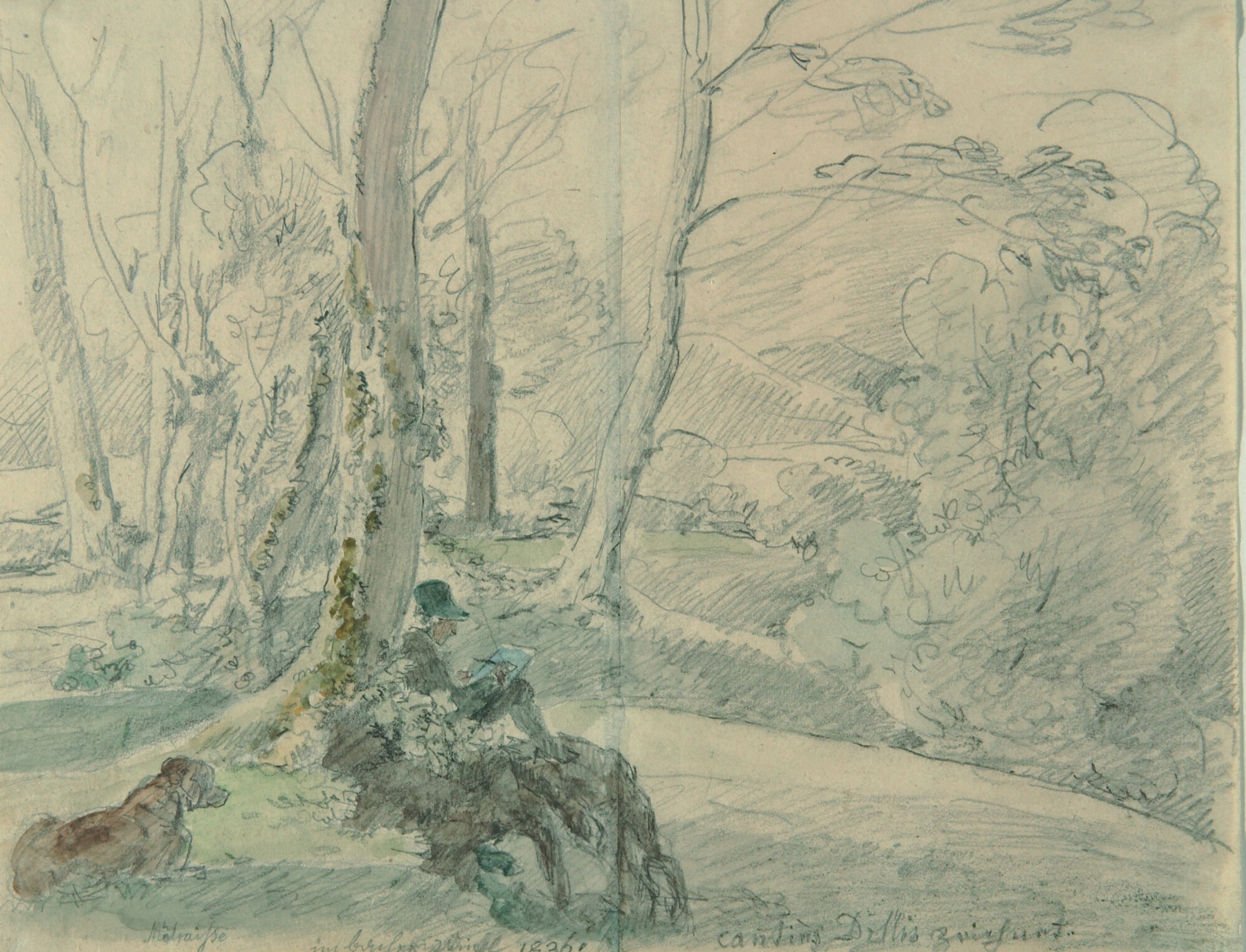 Johann Georg von Dillis | Cantius Dillis beim Zeichnen im Wald. (1836 ...