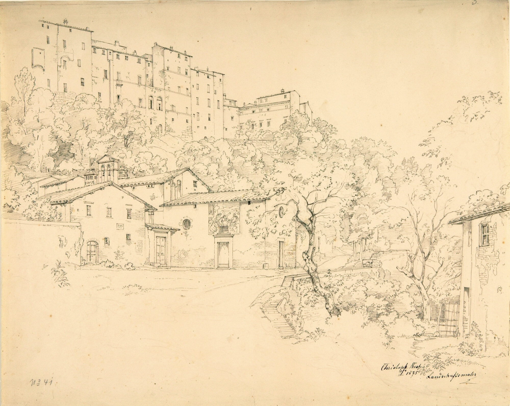 Johann Christoph Rist | Blick auf ein italienisches Städtchen. (1875 ...