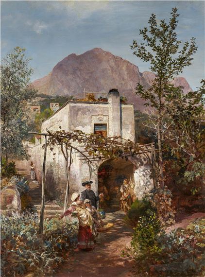 Oswald Achenbach | In front of a Taverna on Capri. | MutualArt