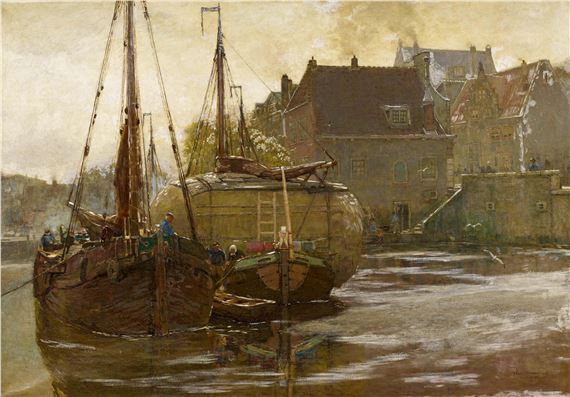 Hermann Hans | Sailing Boats Lying at Anchor in Delftshaven. | Compare ...