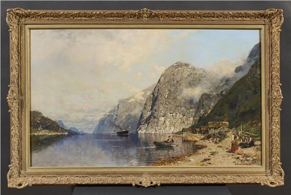 Georg Anton Rasmussen | Ferryboat in the Fjord. | MutualArt