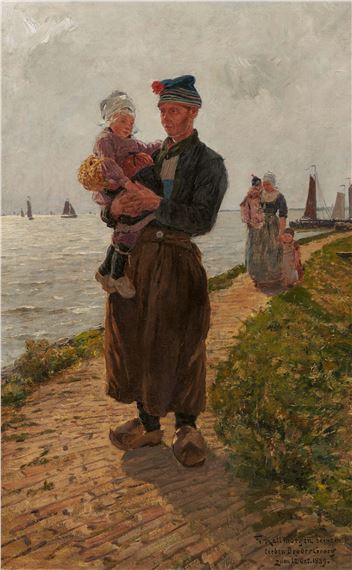 Friedrich Kallmorgen | Dutch Fisherman with Child. (1889) | MutualArt