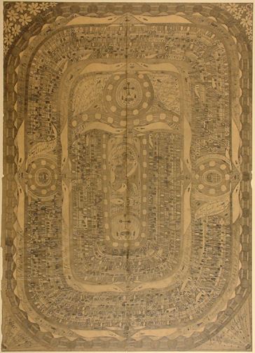 Adolf Wölfli | Der heilige Skt. Adolf zerschlägt mit der Faust die ...