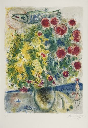 Marc Chagall | Roses et mimosas (1967) | MutualArt