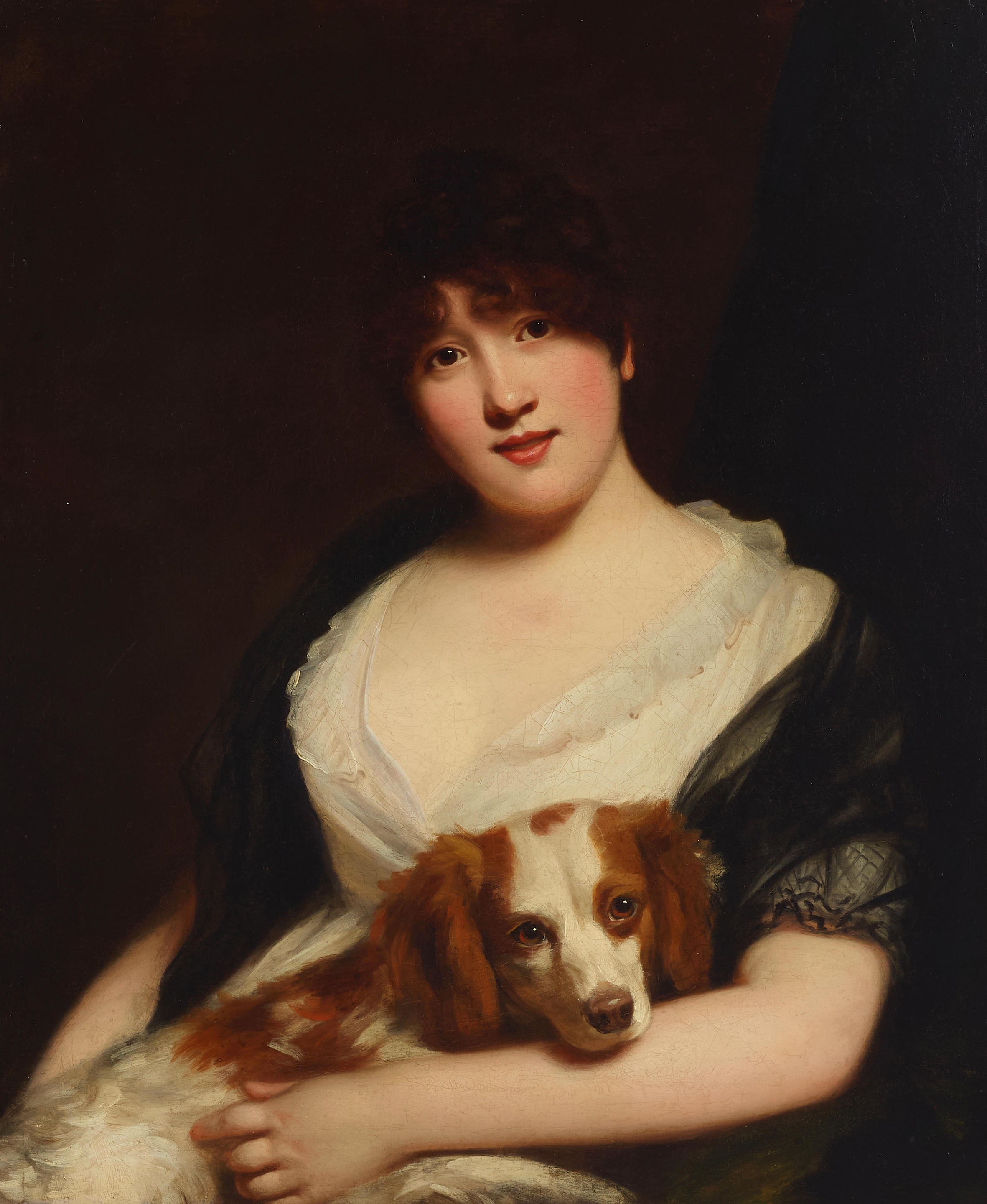 William Beechey | A portrait of a lady holding a spaniel | MutualArt