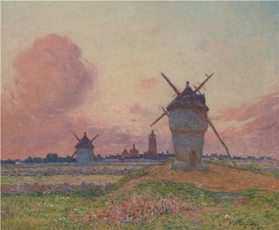 Fernand Loyen de Puigaudeau | Coucher de soleil à Bourg de Batz, Bretagne | MutualArt