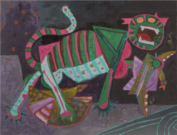 Rodolfo Nieto | Gato con pájaros (1979) | MutualArt