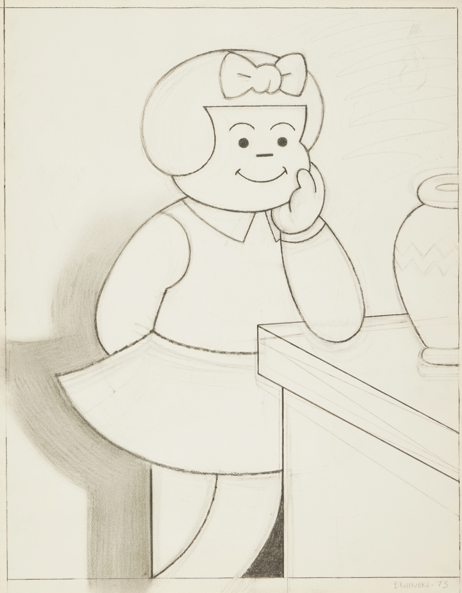 Joe Brainard | Untitled (Nancy leaning on a table) | MutualArt