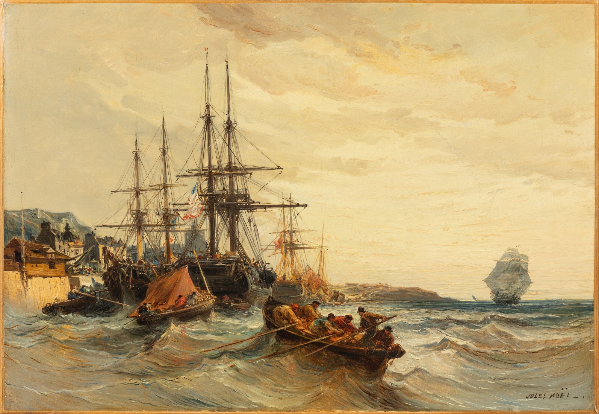 Jules-Achille Noel | Marine avec des bateaux au port | MutualArt
