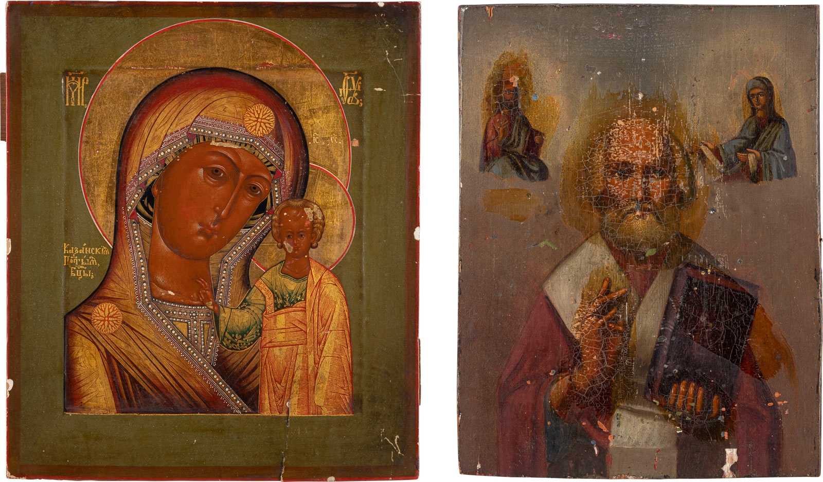 Russian School, 19th Century | A FINE ICON SHOWING THE KAZANSKAYA MOTHER OF GOD; ST. NICHOLAS OF ...