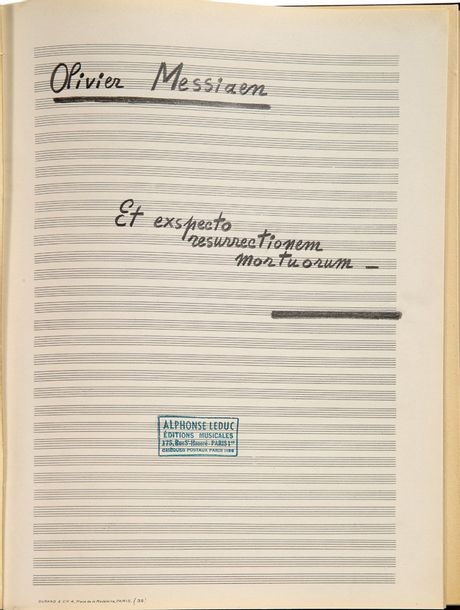 Olivier Messiaen | MUSICAL MANUSCRIPT autograph Olivier Messiaen (1963 ...