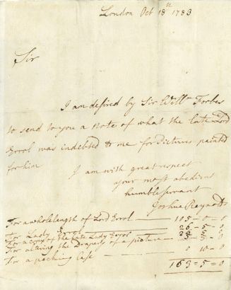 Sir Joshua Reynolds | Rare letter about unpaid portraits | MutualArt
