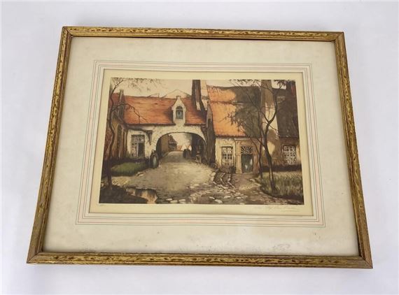 Alfred Van Neste | Signed etching. Entree Du Chateaux. 17 1/4 by 21 ...