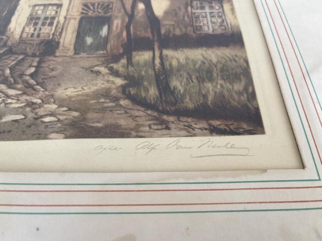 Alfred Van Neste | Signed etching. Entree Du Chateaux. 17 1/4 by 21 ...