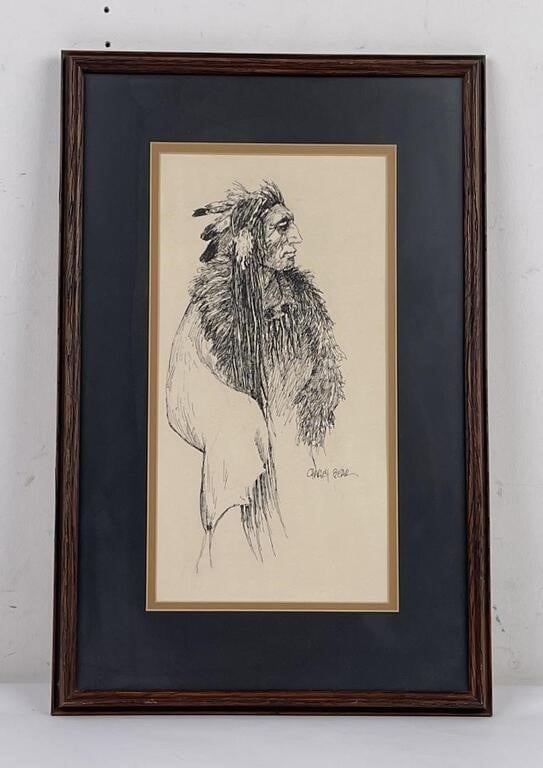Charles Bear | Charles Bear Montana Indian Watercolor Painting (1850s ...